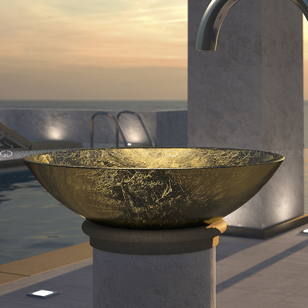 Glass Design Gold Basin - Living Space Design